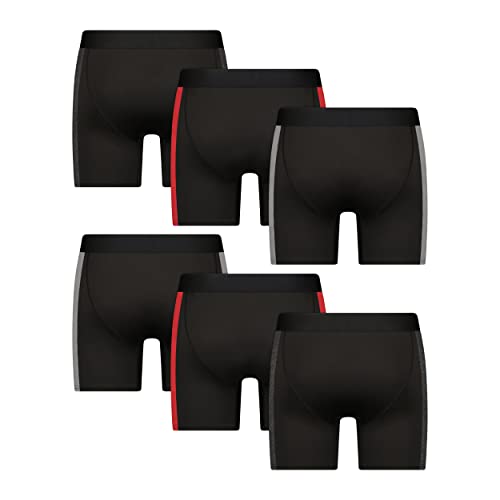 EVERLAST Mens Boxer Briefs, Perfect Boxer Brief for Men Pack of 6 Active Performance Mens Underwear (Small, Red/Charcoal Heather/Light Grey)