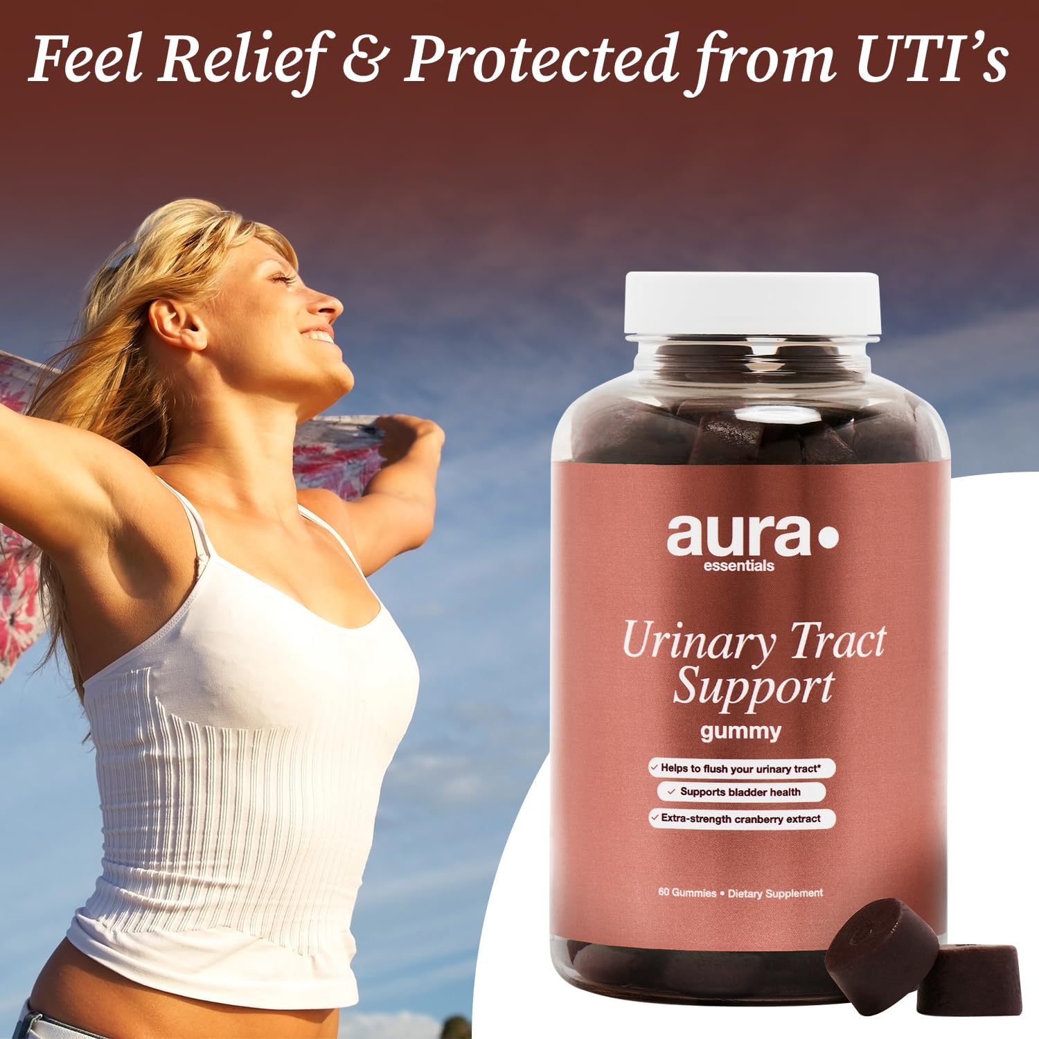 Aura Cranberry Gummies for Women - Urinary Tract Health Support