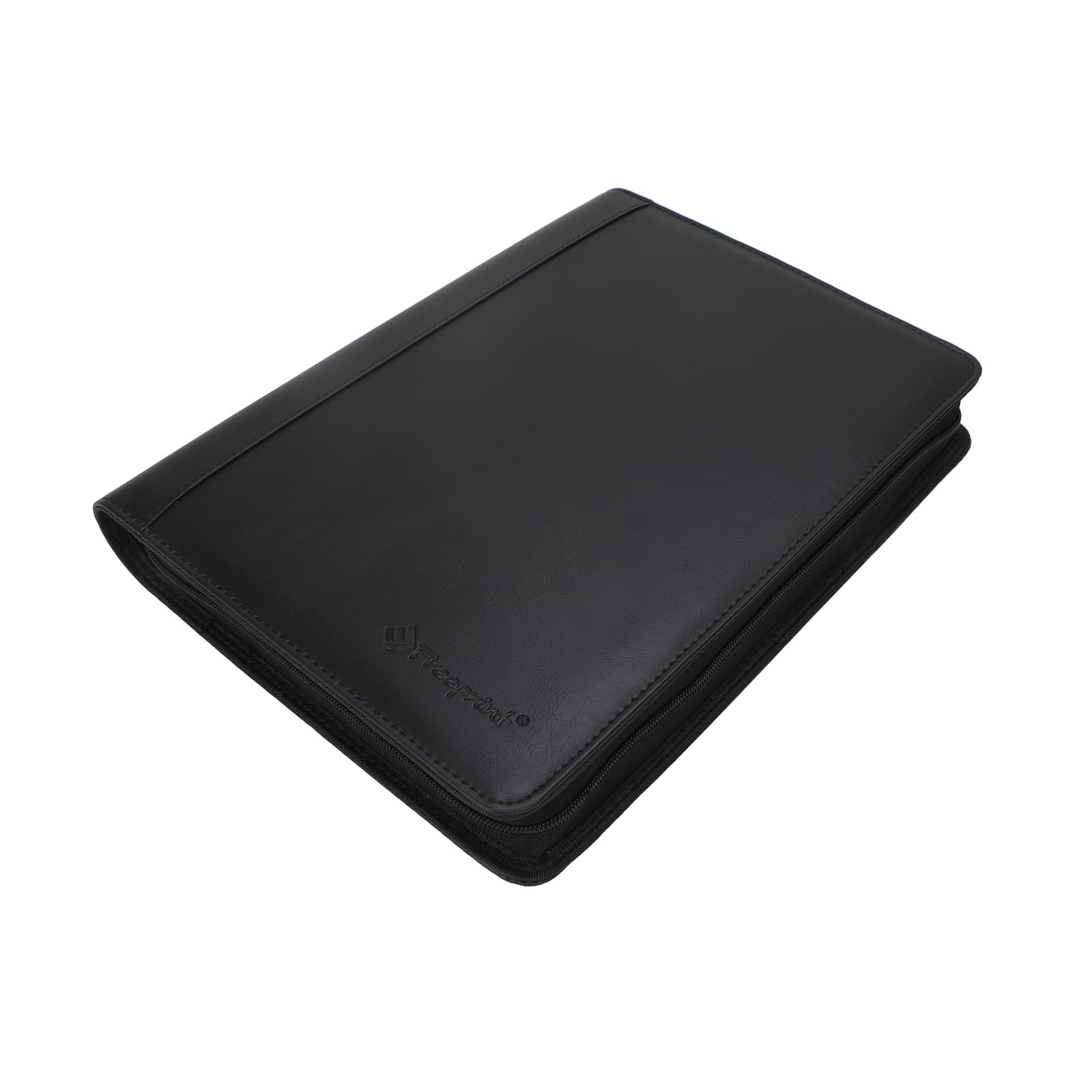 Freeprint Zippered Portfolio Binder 3 Ring with Writing Pad Legal Size Letter - PU Leather Professional Padfolio Folder for Interview Business, Black