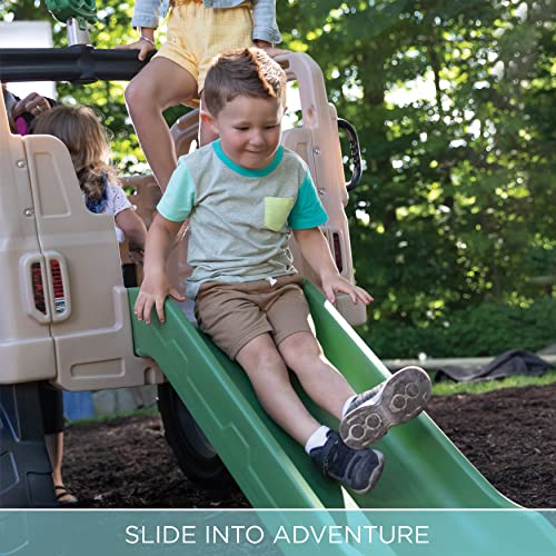 Step2 Safari Truck Climber Kids and Toddler Playset β Large Outdoor Play Gym with Realistic Design, Elevated Platform, Kids Slide, Steering Wheel, and Binoculars β Safari-Themed