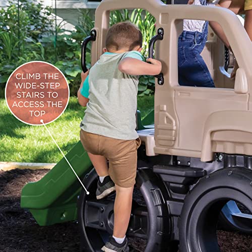 Step2 Safari Truck Climber Kids and Toddler Playset β Large Outdoor Play Gym with Realistic Design, Elevated Platform, Kids Slide, Steering Wheel, and Binoculars β Safari-Themed