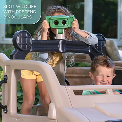 Step2 Safari Truck Climber Kids and Toddler Playset β Large Outdoor Play Gym with Realistic Design, Elevated Platform, Kids Slide, Steering Wheel, and Binoculars β Safari-Themed