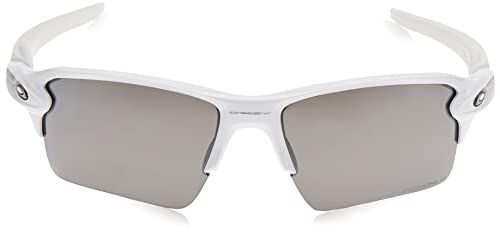 Oakley Men's OO9188 Flak 2.0 XL Rectangular Sunglasses, Polished White/Prizm Black Polarized, 59 mm