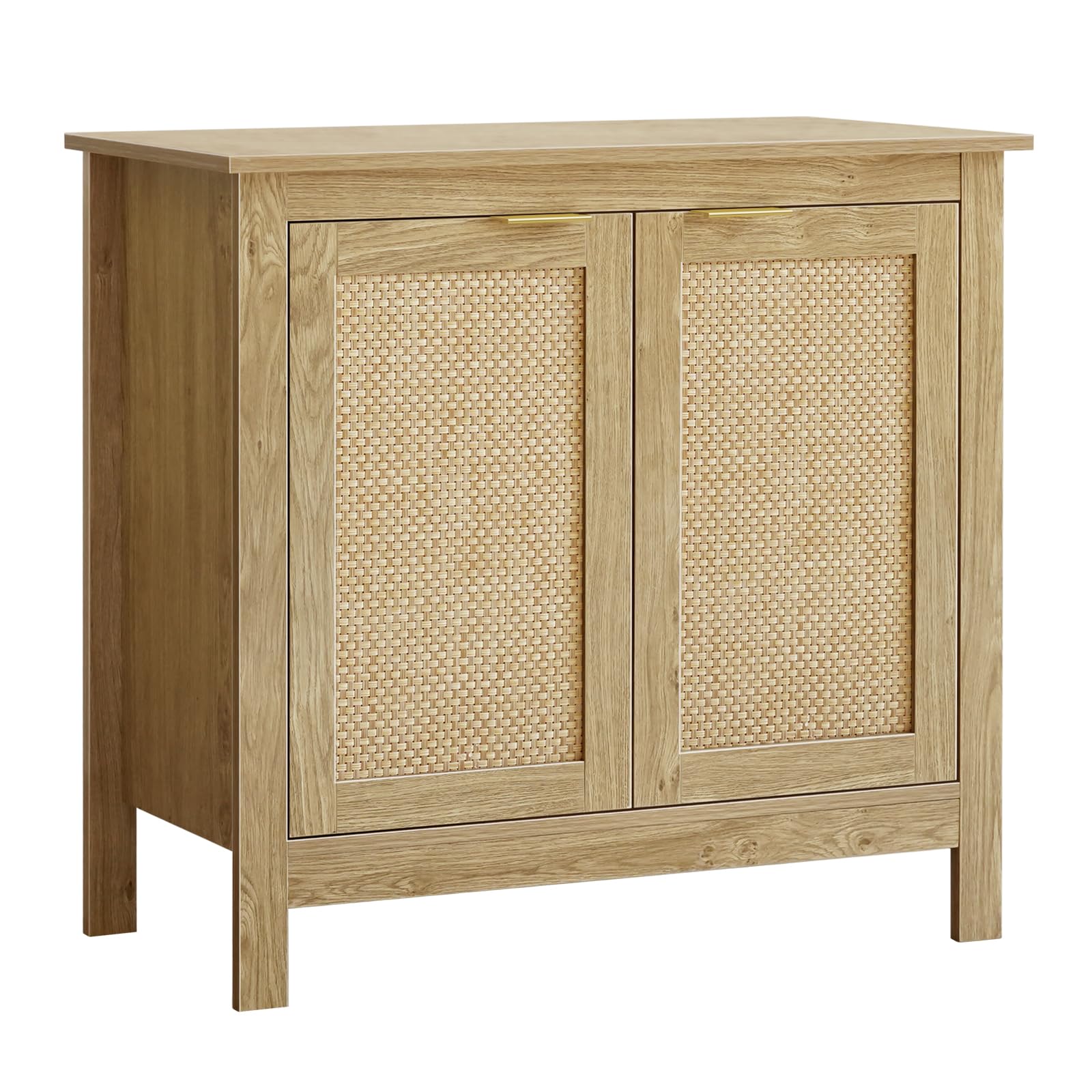 Giluta Sideboard Buffet Cabinet, Farmhouse Kitchen Cabinets with 2 Rattan Doors, 30''H Boho Cabinet for Entryway