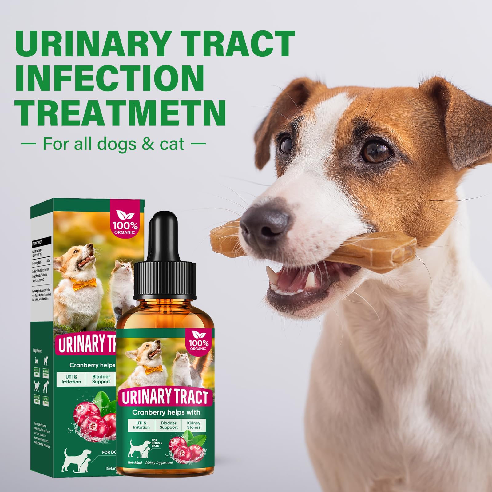Cat & Dog UTI Treatment - Urinary Tract Support for Pets,Cranberry Kidney and Bladder Supplements, Pet Renal Health Care, Prevention and Treatment