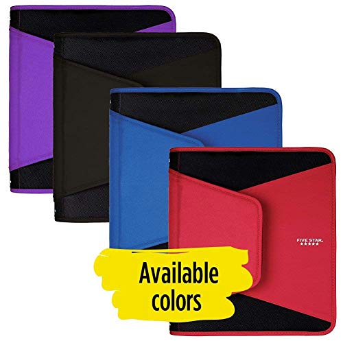 Five Star 1-1/2 Inch Zipper Binder, 3 Ring Binder, 3-Pocket Expanding File, Durable, Color Selected For You (28012)