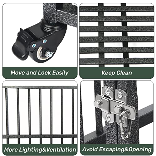 38 inch Heavy Duty Dog Crate | Dog Kennel for Small Medium Large Dog | Strong Metal Escape Proof Dog Cage | Removable Tray & Lockable Wheels