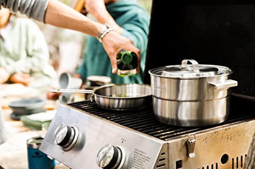 Stanley Base Camp Cook Set for 4 | 21 Pcs Nesting Cookware Made from Stainless Steel & BPA Free Material | Incl Pot, lid, Cutting Board, Spatula, Plates, Spoons, Forks, Bowls, Dish Rack, Trivet