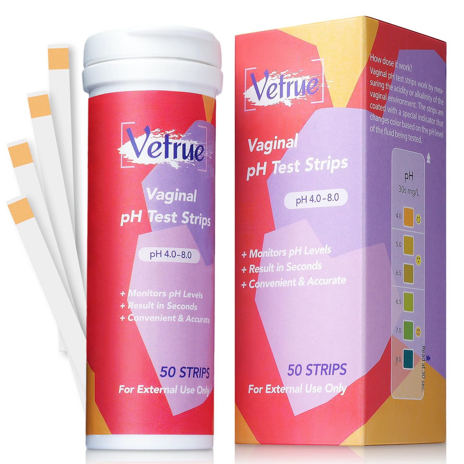 Vaginal pH Test Strips for Women, Convenient Testing Solution for Assessing and Maintaining Optimum Feminine Acidity and Alkalinity Balance, Quick Results & Easy-to-Use Home Monitoring (50pcs)