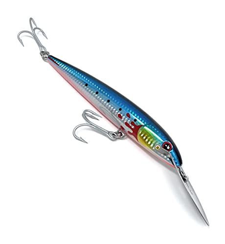 Capt Jay Fishing Deep Diving Fishing Lures Swimbait Sinking Lure Saltwater Trolling Lure (Blue Sardine, 185mm)