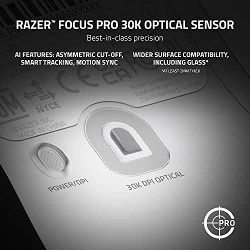 Razer Viper V2 Pro HyperSpeed Wireless Gaming Mouse: 59g Ultra-Lightweight - Optical Switches Gen-3-30K Optical Sensor - On-Mouse DPI Controls - 80hr Battery - USB Type C Cable Included - White