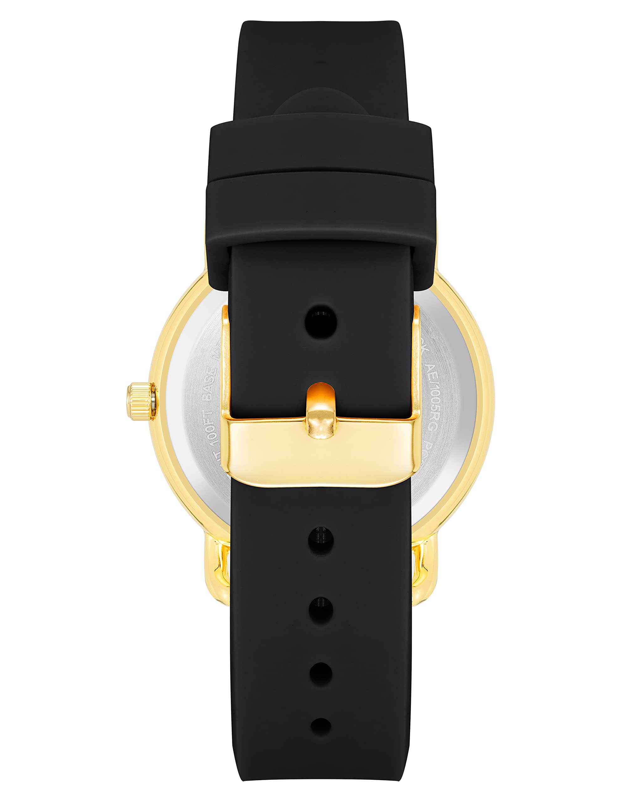 Amazon Essentials Unisex Silicone Strap Watch, Black/Gold