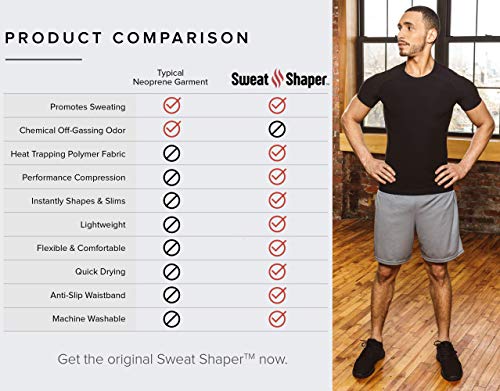 Sweat Shaper Men's Athletic Tee, Short Sleeve Compression T-Shirt, Performance Baselayer Workout Shirt (Black, X-Large)