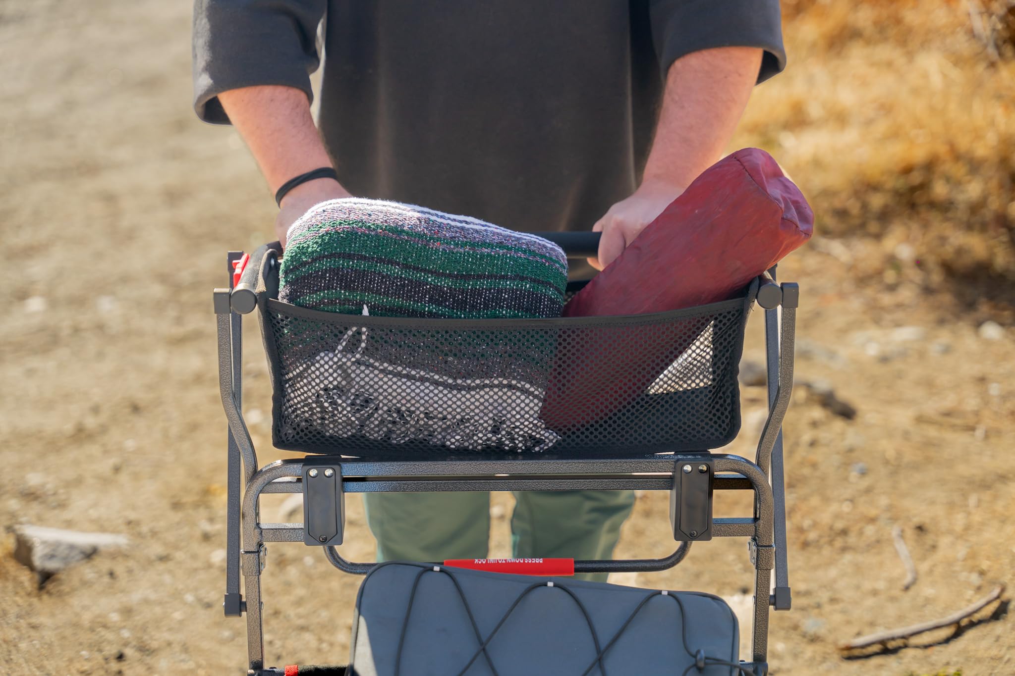 Mac Sports 300LB Capacity Push Wagon with Wheels, Handle and Basket - Grocery Heavy Duty Wagon for Camping, Shopping, and More - All Terrain Folding Wagon Heavy Duty with Lightweight Design (Gray)