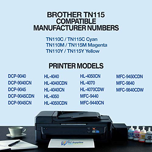 AZ SUPPLIES Toner | 30% More Print Yield | 3-Pack Replace Brother TN115 for DCP-9040CN, DCP-9042CDN, DCP-9045CDN, HL-4040CN, HL-4050CDN, HL-4070CDW, MFC-9440CN, MFC-9450CDN, MFC-9840CDW