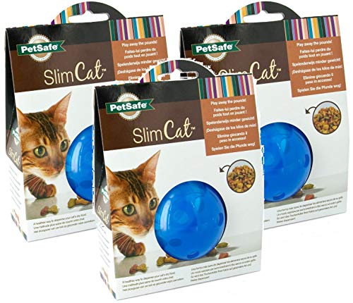 PetSafe SlimCat Meal Dispensing Cat Toy, Blue (3 Pack)