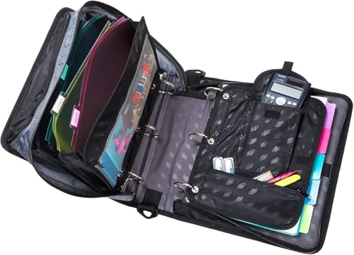 Case-it The Dual Zipper Binder - 2 Inch D-Rings- Includes 5-color Tab Expanding File Folder - 800 Page Capacity - [Pink]
