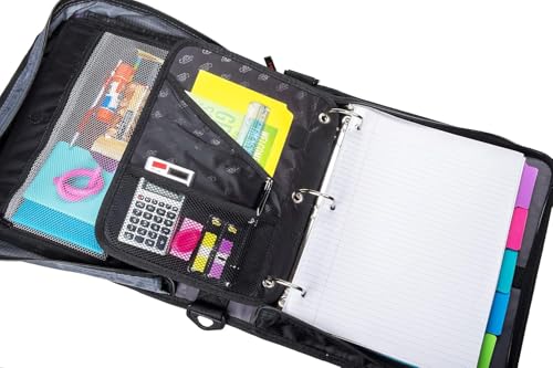 Case-it The Dual Zipper Binder - 2 Inch D-Rings- Includes 5-color Tab Expanding File Folder - 800 Page Capacity - [Pink]