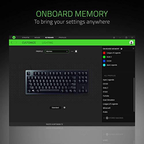 Razer Huntsman Tournament Edition TKL Tenkeyless Gaming Keyboard: Linear Optical Switches Instant Actuation - Customizable Chroma RGB Lighting, Programmable Macro Functionality - Matte Black (Renewed)