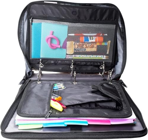 Case-it The Dual Zipper Binder - 2 Inch D-Rings- Includes 5-color Tab Expanding File Folder - 800 Page Capacity - [Pink]