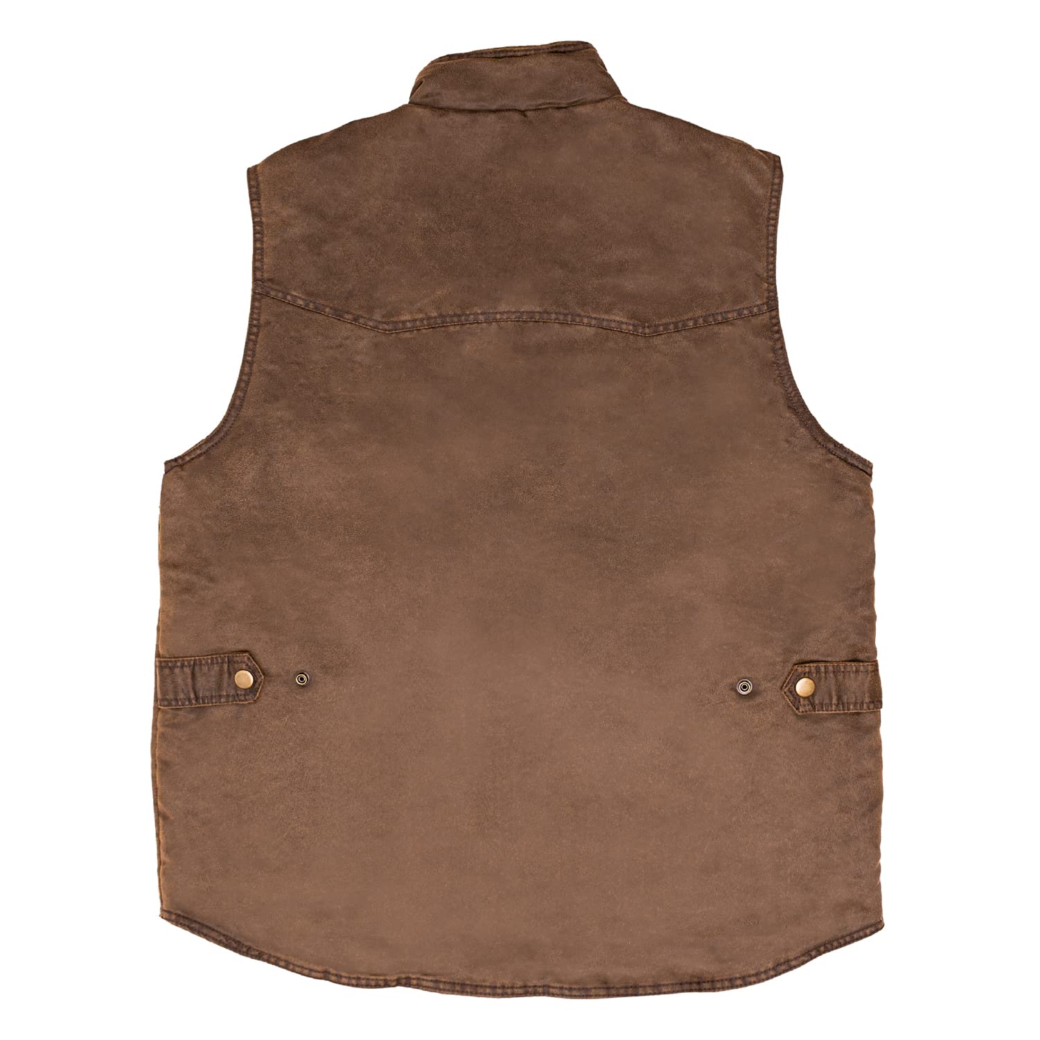 Driver Clothing Co. Men's Heavy Gauge Poly Canvas Utility Work Vest with Soft Flannel Lining and Wax Oil Weather Resistant Finish | 5 Outer Pockets and 3 Inner Pockets | Distressed Brown | XX-Large