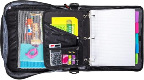 Case-it The Dual Zipper Binder - 2 Inch D-Rings- Includes 5-color Tab Expanding File Folder - 800 Page Capacity - [Pink]