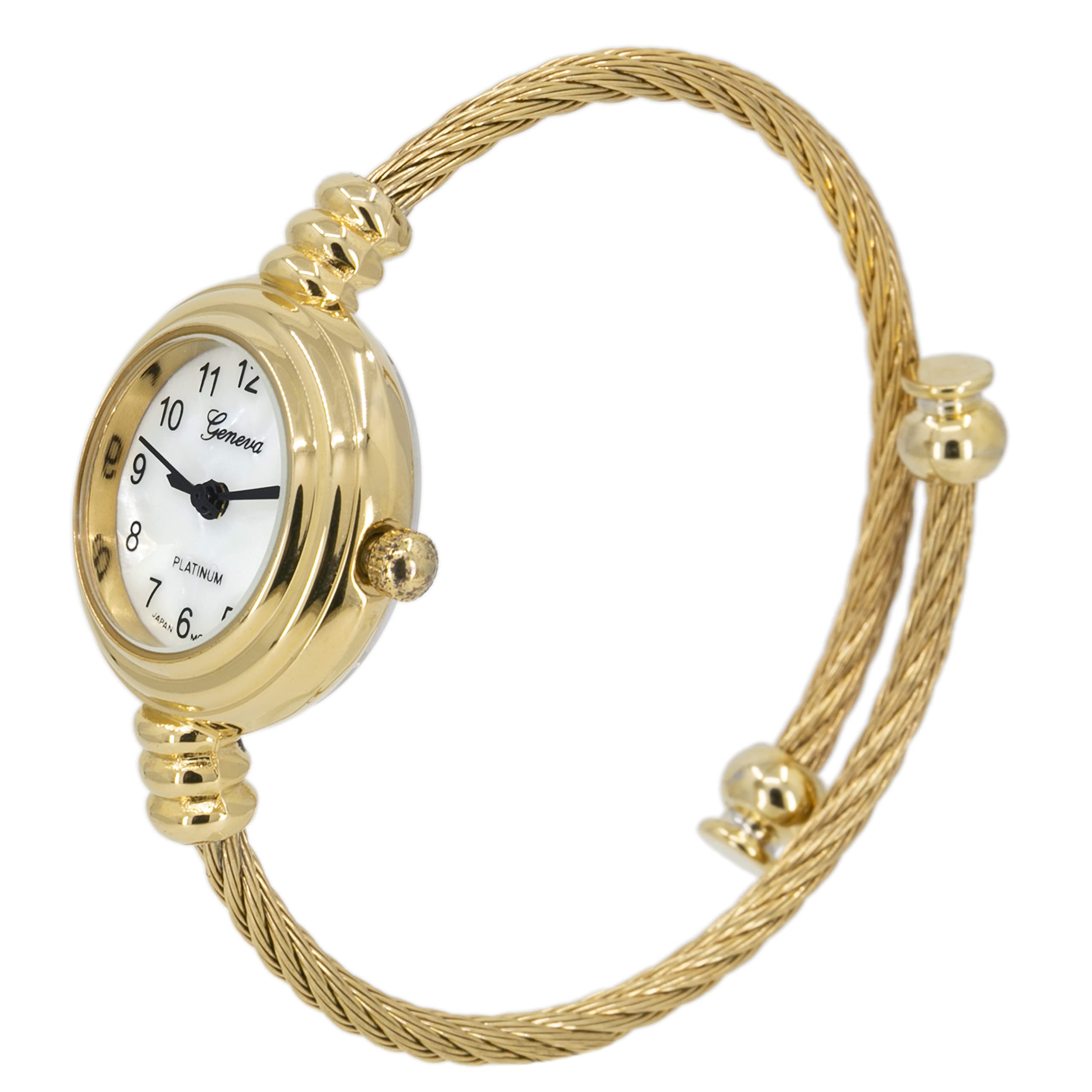 Blekon Original Elegant 23mm Round Analog Display Watch for Women with Arabic Numerals and Cable Cuff Bangle