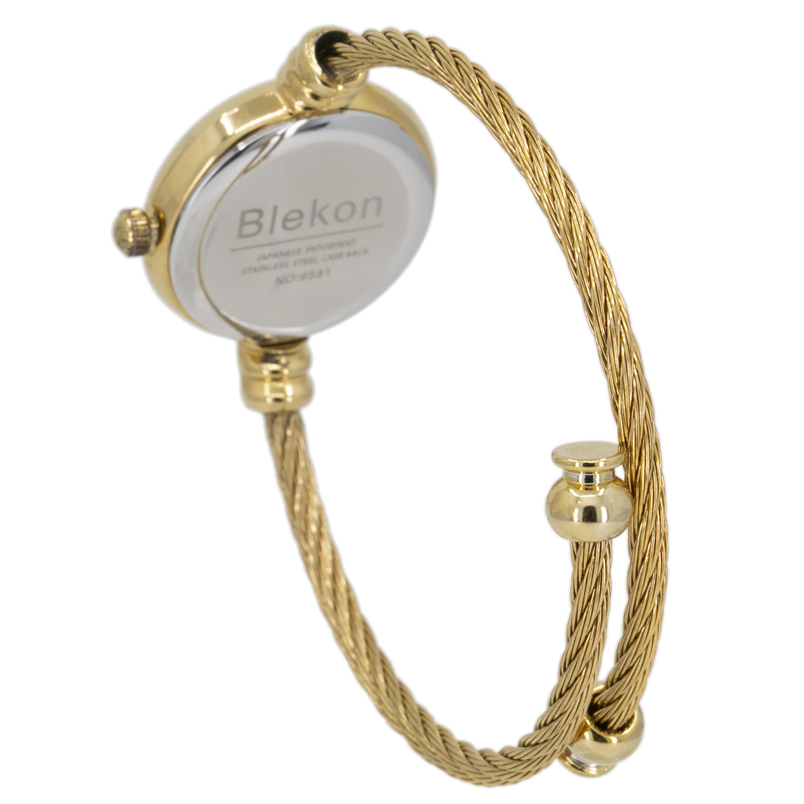 Blekon Original Elegant 23mm Round Analog Display Watch for Women with Arabic Numerals and Cable Cuff Bangle