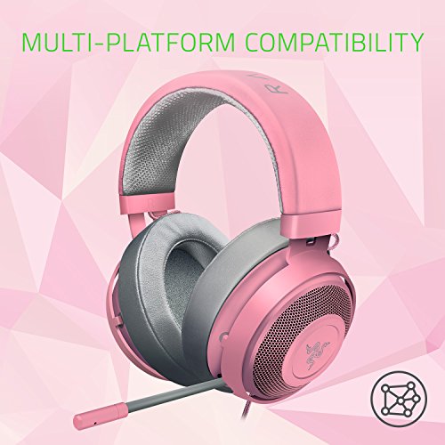 Razer Kraken Pro V2: Lightweight Aluminum Headband - Retractable Mic - In-Line Remote - Gaming Headset Works with PC, PS4, Xbox One, Switch, & Mobile Devices - Quartz