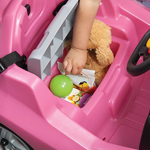 Step2 Whisper Ride Toddler Push Car, Pink β Ride On Toy with Included Seat Belt, Easy Storage and Transport, Steering Wheel for Pretend Play β Push Toy Car Makes a Great Stroller Alternative