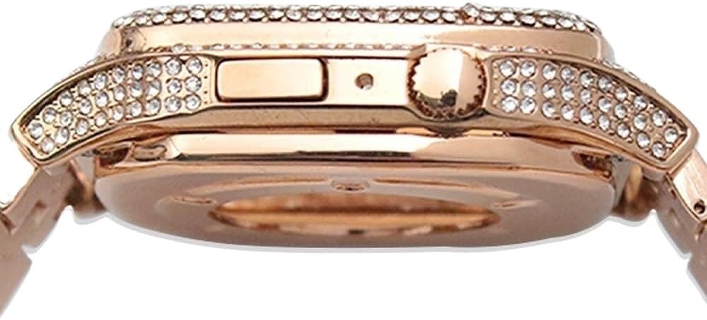 VEVEL Diamond Watch Band+Watch Case Refit Mod Kit,For Iwatch 6 5 4 SE 44mm ,Luxury Lady Diamond Modification Kit,For Apple Watch series 8 7 45mm DIY Watch Band (Color : Rose gold, Size : 45MM)