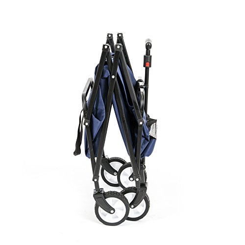 MACSPORTS Lightweight Collapsible Folding Outdoor Utility Wagon, Weight Capacity 150 LBS, Navy