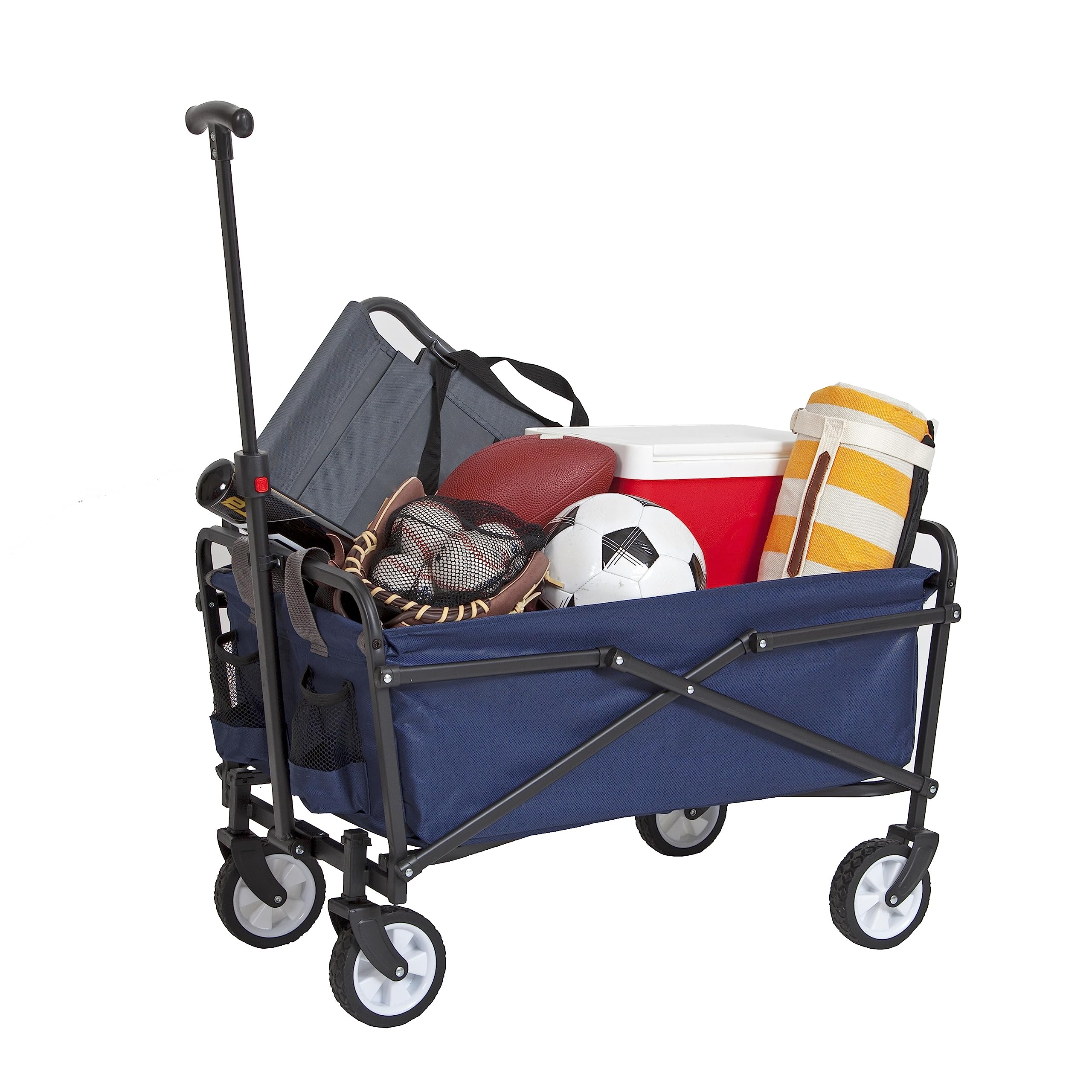 MACSPORTS Lightweight Collapsible Folding Outdoor Utility Wagon, Weight Capacity 150 LBS, Navy