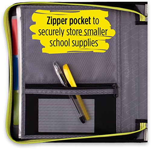 Five Star 2 Inch Zipper Binder, 3 Ring Binder, Removable File Folders, Durable, Black (73289)