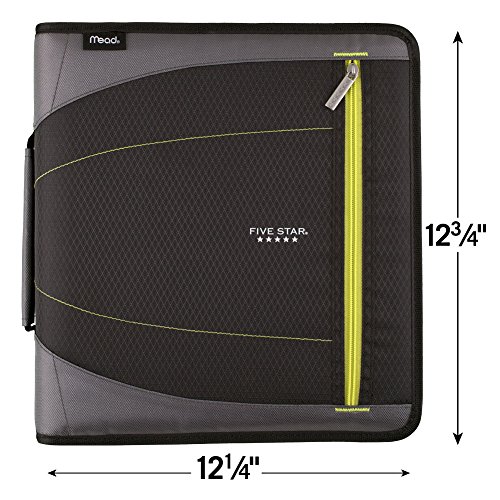 Five Star 2 Inch Zipper Binder, 3 Ring Binder, Removable File Folders, Durable, Black (73289)