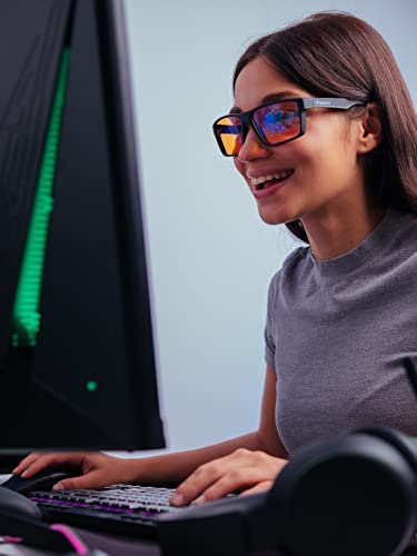 Horus X • Blue Light Blocking Gaming Glasses - Professional Screen Filter Anti Glare Fatigue Eyestrain Men and Women | Amber
