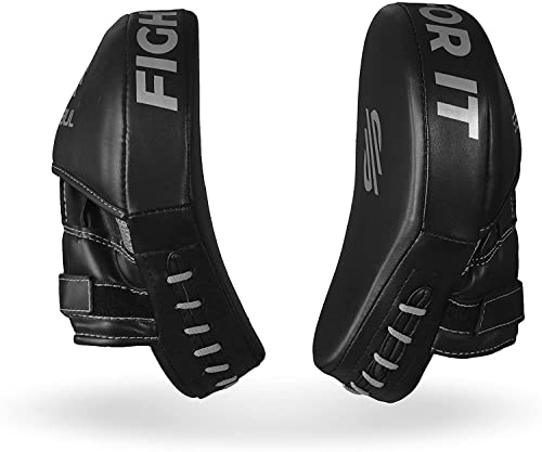 Sanabul Essential Curved Boxing MMA Punching Mitts for Sparring and Training (Metallic Silver)