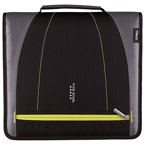 Five Star 2 Inch Zipper Binder, 3 Ring Binder, Removable File Folders, Durable, Black (73289)