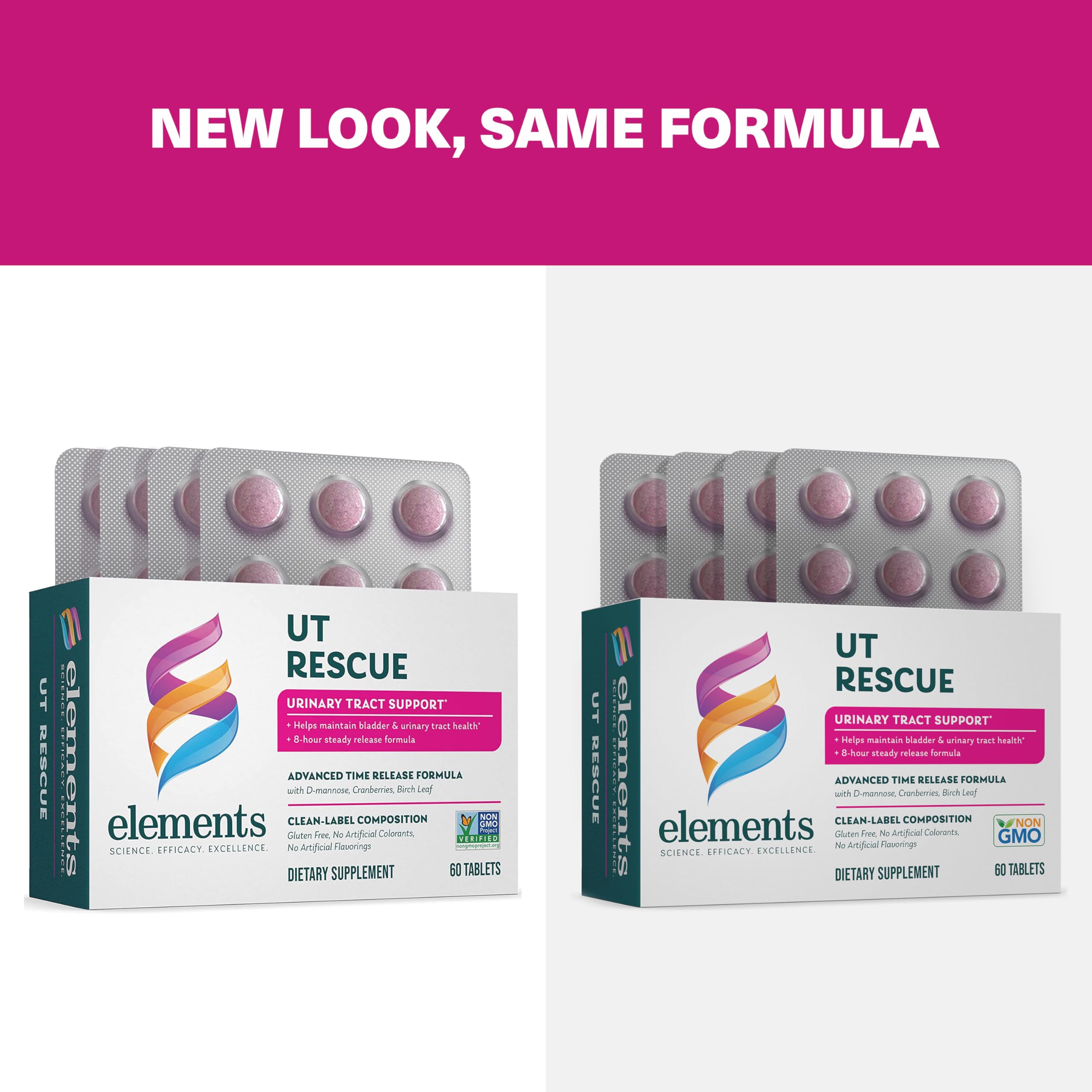 Elements UT Rescue, 60 Tablets (30 Day Supply), Urinary Tract Support Supplement, Bladder and Urinary Tract Health Support and Cleanse, Gluten Free