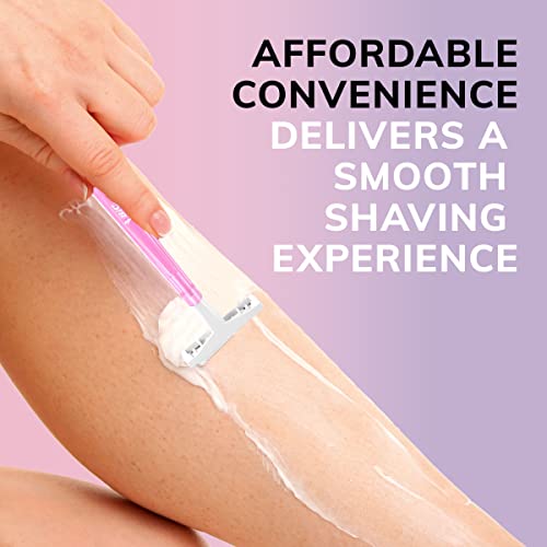 BIC Silky Touch Women's Disposable Razors, With 2 Blades, Pretty Pastel Razor Handles, 40 Count Value Pack of Shaving Razors