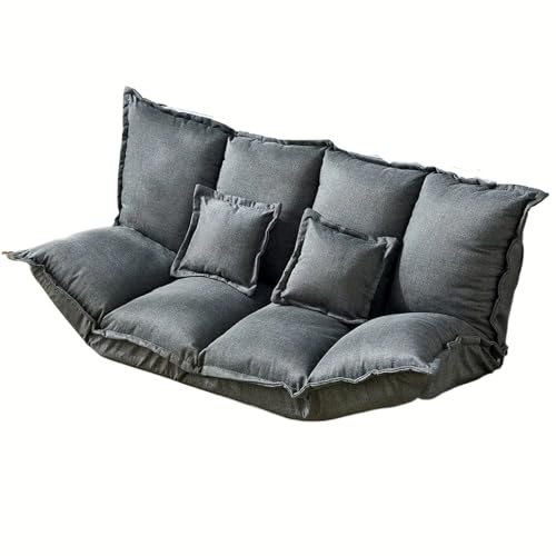 ESRADA Lazy Floor Sofa,Minimalist Sofa Couch,Foldable Lazy Couch Bed with Adjustable Backrest and Armrest,Fireside Chair,Tatami Sofa,Corner Relax Sofa Couch Dark gray-180cm/71inch