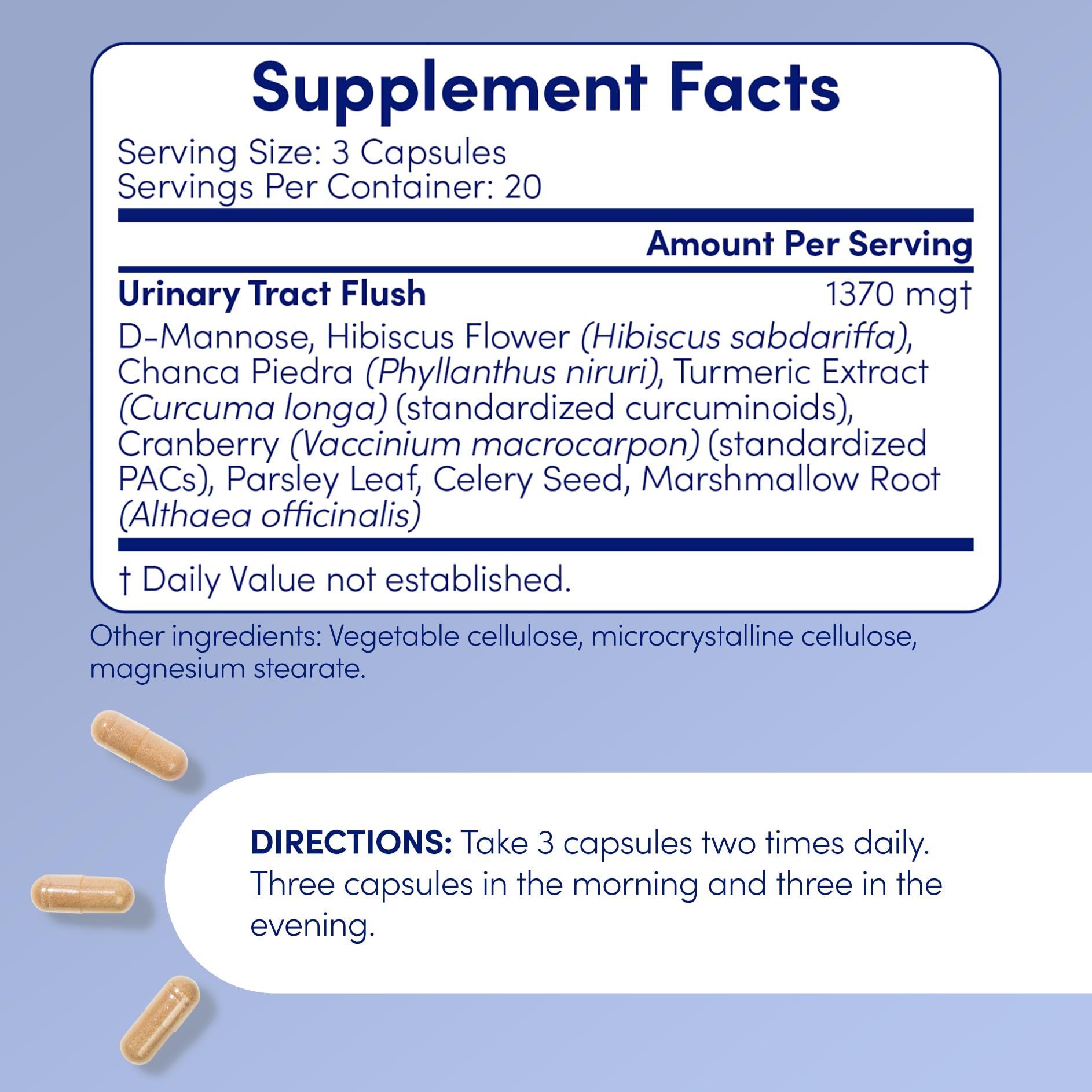 UT-Fem Solution - Fast-Acting Urinary Tract Flush for Women, Proactive UTI Support, Promotes Cleansing & Comfort, Clinical-Strength D-Mannose, Cranberry, and Natural Ingredients - 60 Vegan Capsules