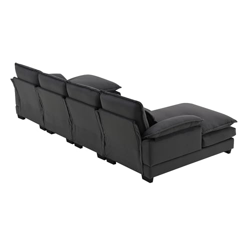 YUNLife&Home U-Shaped Modular Sectional Sofa with Double Chaise Lounge and Waist Pillows,6-Seat Oversized Symmetrical Couch,Comfy Chenille Upholstery Deap Seat Corner Sofá Convertible Sleeper Couches