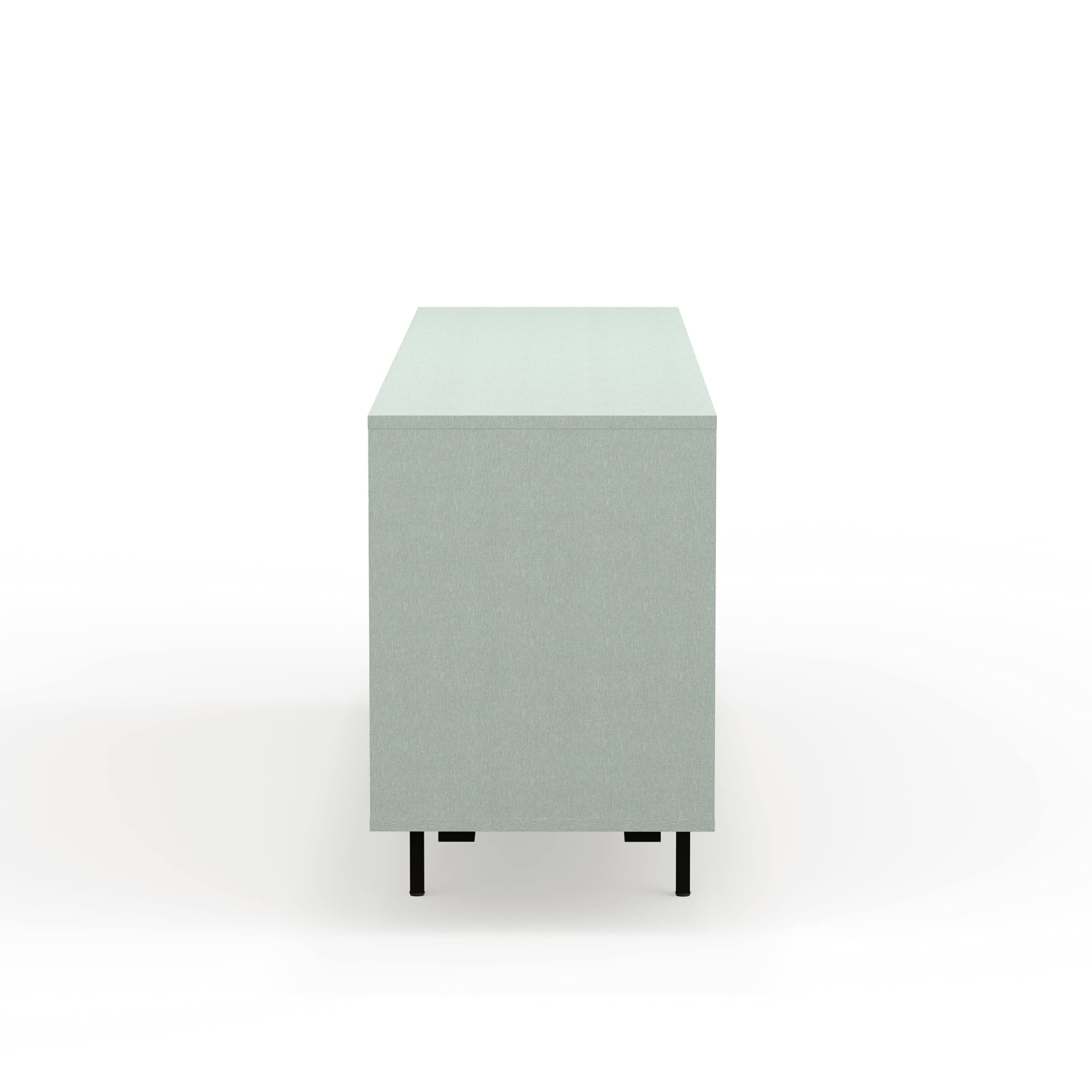 Glenwillow Home Atlas 78" x 28" Highboy Modern TV Stand Cabinet and Sideboard - Jade Ocean Frame, Jade Ocean Door/Drawers, Black Base