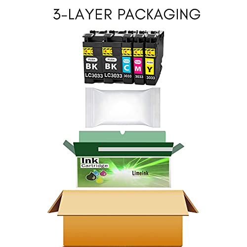 Limeink Compatible Ink Cartridges Replacement for Brother LC3033 XXL (5 Pk) High Yield for Brother MFC-J995DW XL MFC-J805DW MFC-J815DW Printer (2 Black, 1 Cyan, 1 Magenta, 1 Yellow) BK MFC LC