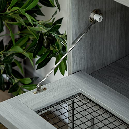 HOMCOM Sideboard Buffet Cabinet, Kitchen Cabinet with Metal Grid Flip Drawer, Adjustable Shelf, Accent Cabinet for Living Room, Grey