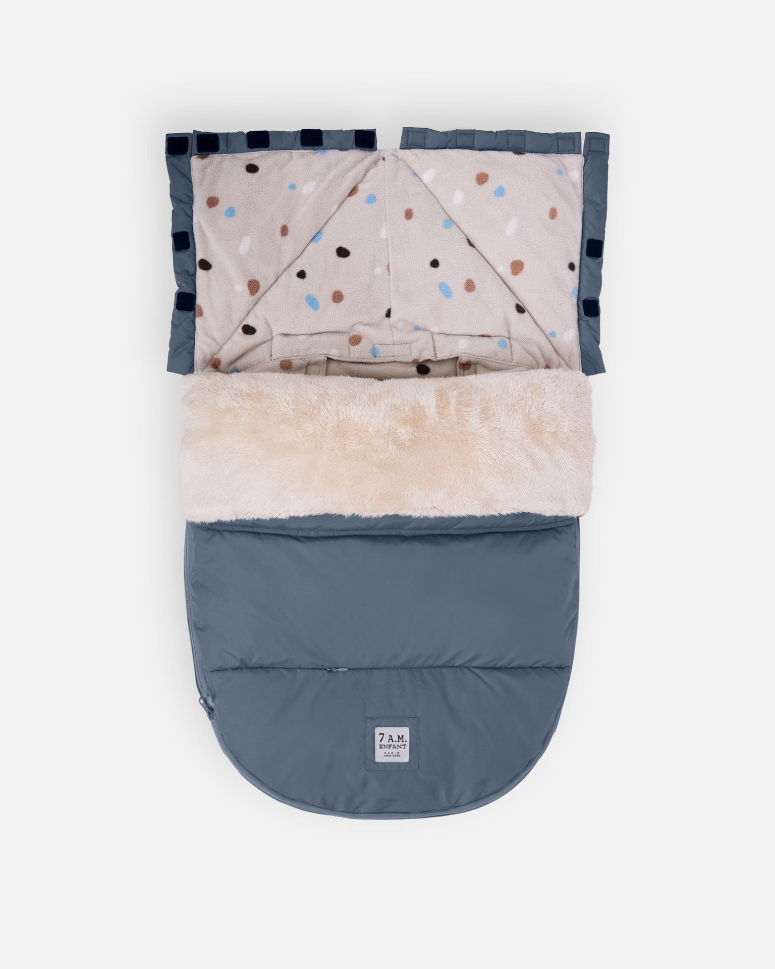7AM Enfant Universal Stroller Footmuff - Water Repellent Winter Bunting Bag for Strollers & Car Seats, Soft Micro-Fleece & Plush Lined Stroller Footmuff | Ash Blue, Print Pebbles
