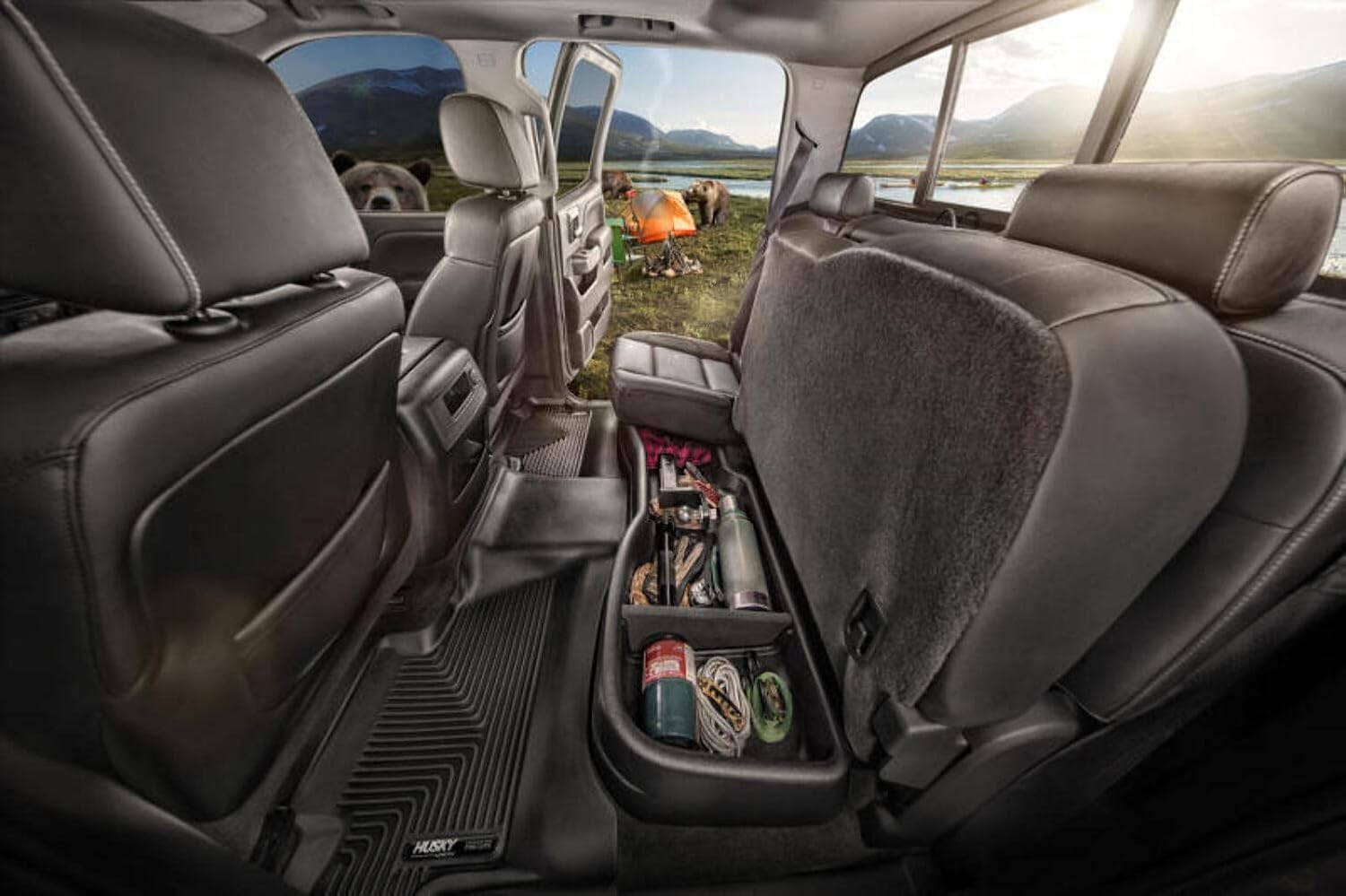 Husky Liners Gearbox Storage Systems | Under Seat Storage Box - Black | 09001 | Fits 2007-2013 Chevrolet Silverado/GMC Sierra 1500, 2007-2014 Chevrolet Silverado/GMC Sierra 2500/3500 Crew Cab 1 Pcs