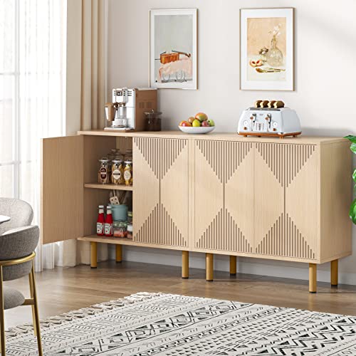 LITTLE TREE Sideboard Buffet Modern Storage Cabinet with Doors Brown