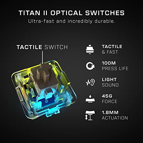 ROCCAT Vulcan II Max – Optical-Mechanical PC Gaming Keyboard with Customizable RGB Illuminated Keys and Palm Rest, Titan II Tactile Linear Switches, Aluminum Plate, 100M Keystroke Durability – Black